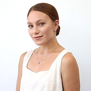 BERRICLE Sterling Silver Cubic Zirconia CZ Small Fashion Hoop Huggie Earrings for Women, Rhodium Plated 0.5"