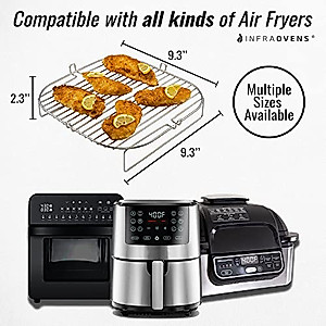 Air Fryer Accessories Compatible with Ninja Foodi Grill 5 in 1, Instant Pot, Gourmia, Chefman, Power Vortex, + More, Air Fryer Rack, Air Fryer Cheat Sheet Guides, Air Fryer Liners and Cleaner Brush