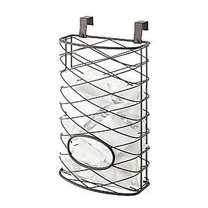 SunnyPoint Over Cabinet Kitchen Storage Organizer Holder or Basket - Hang Over Cabinet Doors in Kitchen/Pantry - Holds up to 50 Plastic Shopping Bags (BROWN)