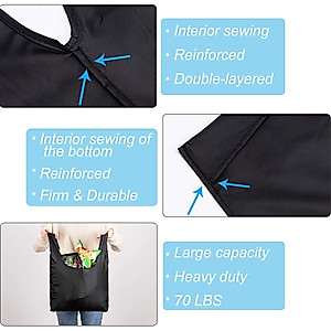 CiCiGo Large Reusable Bags Shopping Washable Foldable 6 Pack Grocery Bags Heavy Duty Lightweight Folding Gift Tote Bags Durable Polyester Black