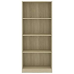 vidaXL 4-Tier Book Cabinet Home Living Room Bedroom Office Storage Rack Organizer Side Shelf Bookcase Furniture Sonoma Oak Engineered Wood