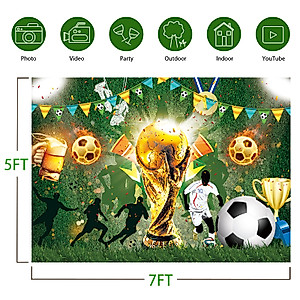 Soccer Backdrop,7x5FT Football Backdrop World Cup Backdrop Football Background Football Green Grass Field Photography Backdrop Soccer Banner for World Cup Party