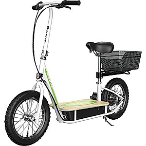 EcoSmart Metro Electric Scooter – Padded Seat, Wide Bamboo Deck, 16" Air-Filled Tires, 500w High-Torque Motor, Up to 18 mph, 12-Mile Range, Rear-Wheel Drive