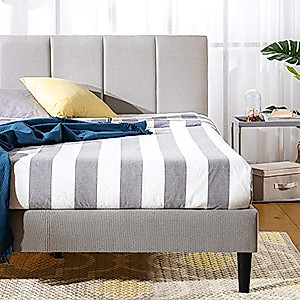 ZINUS Maddon Upholstered Platform Bed Frame, Mattress Foundation, Wood Slat Support, No Box Spring Needed, Easy Assembly, Beige, Full
