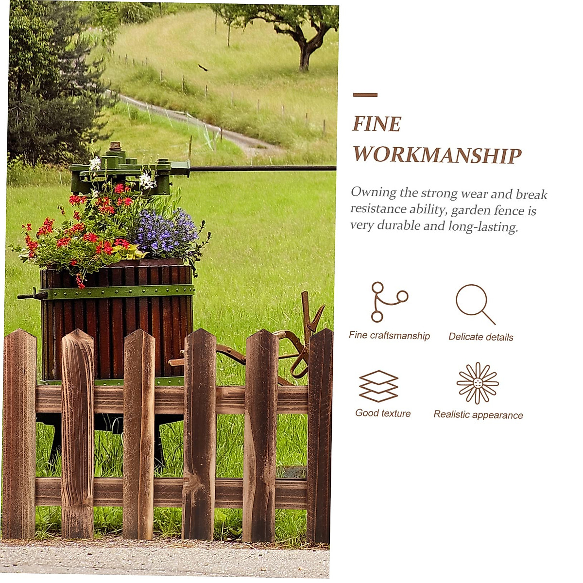 Garden Fence Yard Border Fence Landscape Fence Wood Yard Border Garden Supplies Garden Ornament Courtyard Fence Courtyard Partition Fence DIY Flowerbed Fence Fencing for Garden