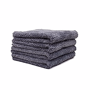 Korean Plush Premium Edgeless Microfiber Detailing Towels (16"x16") 4-Pack (Gray)