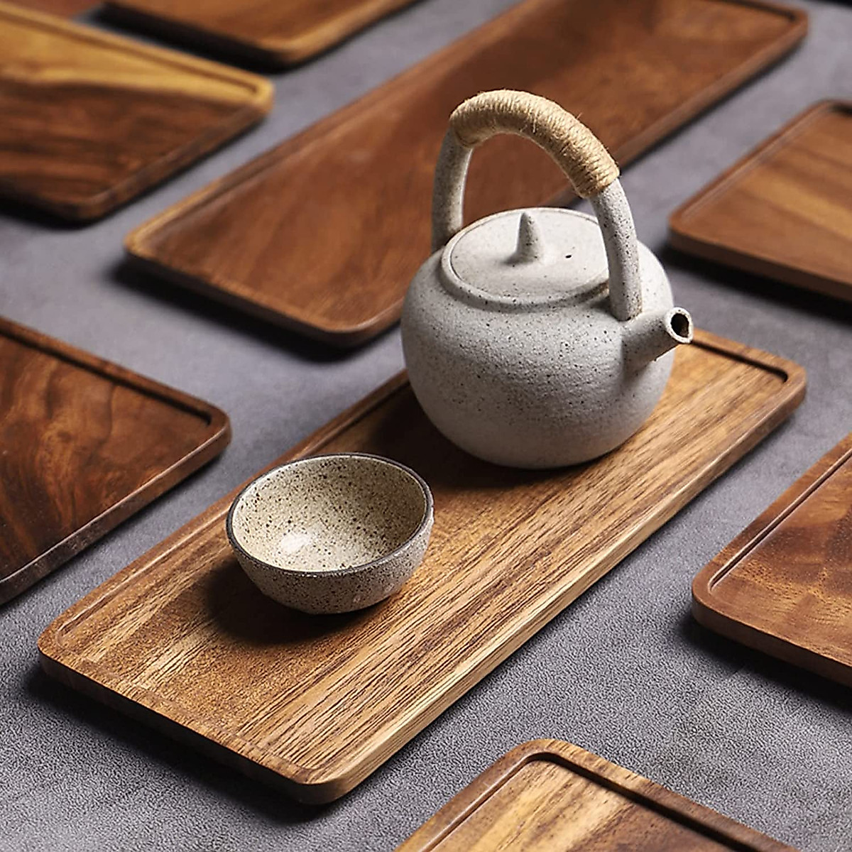 Vandroop Mini Wooden Serving Platter, Small Decorative Trays for Parties, Appetizers, Tea/Coffee, and Cheese, Handcrafted Wooden Board (11.8"×4.6")