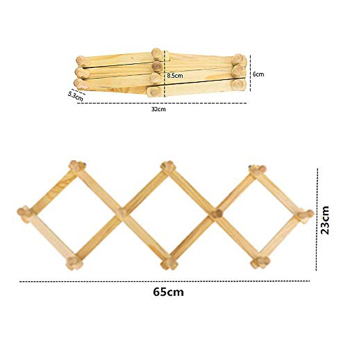 2 Pack10 Hook Coat Hooks, Wooden Expanding Accordion Style Wall Mounted Hook,Wooden Pegs Folding Wall Hanger Stand for Cap,Belt,Umbrella,Coffee Mug,Keys, Home Organization Storage Rack, Storage Holder
