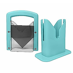 Bagel Slicer, Safety Handle, Bagel Cutter Stainless Steel (Aqua Sky)