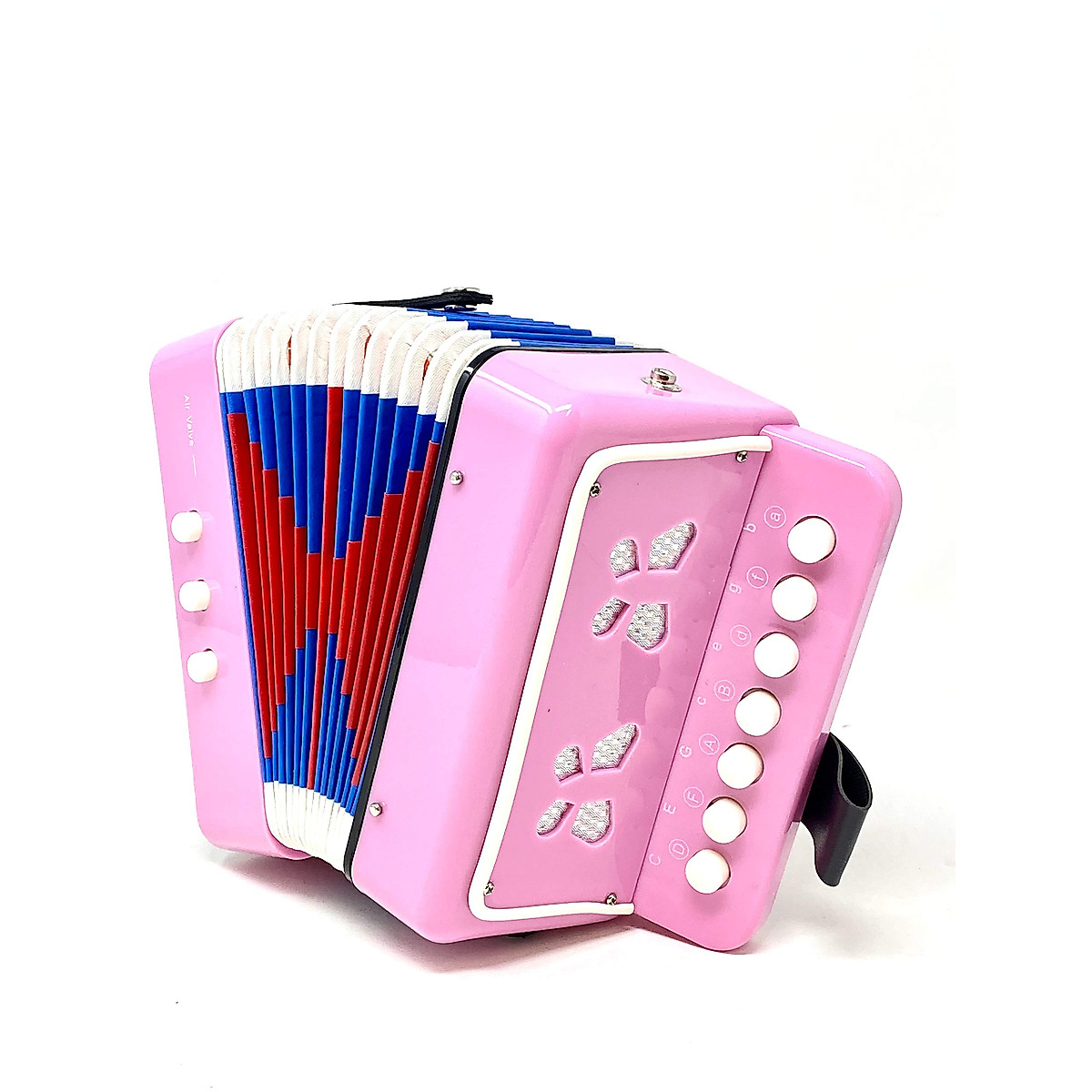 JOYSAE 7 Keys 2 Bass Accordion Kids Accordion Toy Solo Ensemble Instrument Musical Educational Instrument for Early Childhood Teaching (Pink)