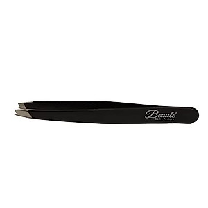 Beauté Sans Temps Beauté Sans Temp Professional Slant Tip Eyebrow Tweezers – Precision Stainless Steel Splinter Removal - Excellent Grip for Plucking Ingrown Facial Hair for Women Men Black