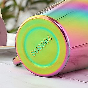 Plate and Bowl Sets, Stainless Steel Rainbow Dishes Bowls Mugs Kitchen Dinnerware Set Service for 4 (Rainbow, 9 inch plate/5.1 inch bowl/cups)