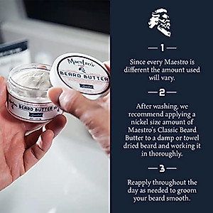 Maestro's Classic BEARD BUTTER | Anti-Itch, Extra Soothing, Hydrating Beard Creme For All Beard Types & Lengths- Spirited Blend, 4 Ounce