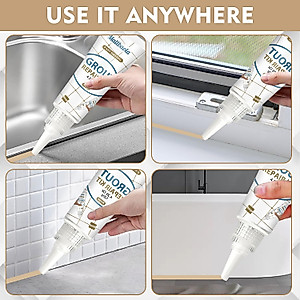Mallbaola Tile Grout Repair Kit, 2 Pack Beige Grout Filler Tube, Grout Paint for Bathroom Shower Kitchen Floor Tile, Tile Grout Sealer for Restore and Renew Tile Line, Gaps, Grout Pen(Beige, 8.47 oz)