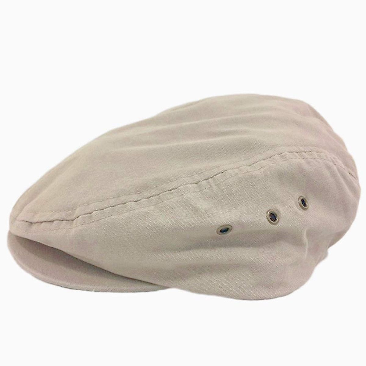 Mens Khaki Tan Washed Canvas Ivy Ascot Cabbie Cap