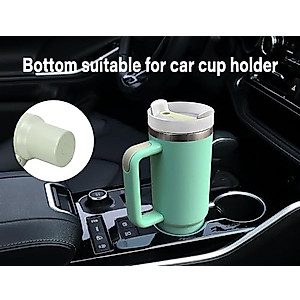 YOUEXPERT 40 oz Thermos Tumbler with Handle and Straw with lid Car Mug with Outdoor Sports Travel Stainless Steel Sippy Mug Gifts 2st (eucalyptus)