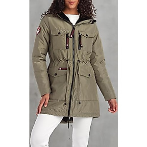 CANADA WEATHER GEAR Women's Winter Coat -Long Length Sherpa Lined Anorak Parka - Outerwear Windbreaker Jacket for Women, S-XL, Size Medium, Sage