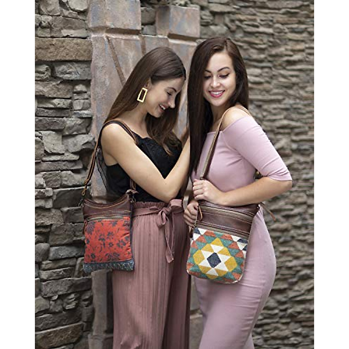 Myra Bags Bloom Canvas, leather & Rug Crossbody Bag S-1908