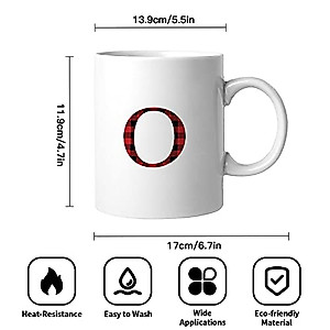Yelolyio English Alphabet Letter Coffee Mugs, Christmas Black Red Buffalo Plaid Monogram Letter O Mug, Any Letter Floral Alphabet Coffee Cup For Her Birthday Christmas Mothers Day Coffee Mug 11oz
