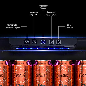 Empava Beverage Refrigerator Mini Glass Door Drink Fridge Cool Your Soda Beer to 37F for Kitchen, Office or Bar, Silver