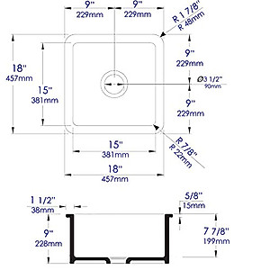 ALFI brand ABF1818S-GM Kitchen Sink, Grey Matte