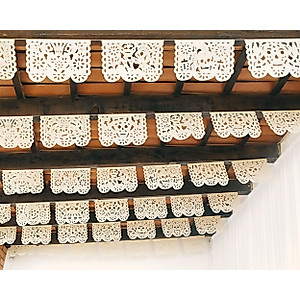 Off White Papel Picado Dia de Los Muertos Altar, Day of the Dead banner, Paper Party Decoration, Mexican Calaveras 5 Pack|Tissue Paper