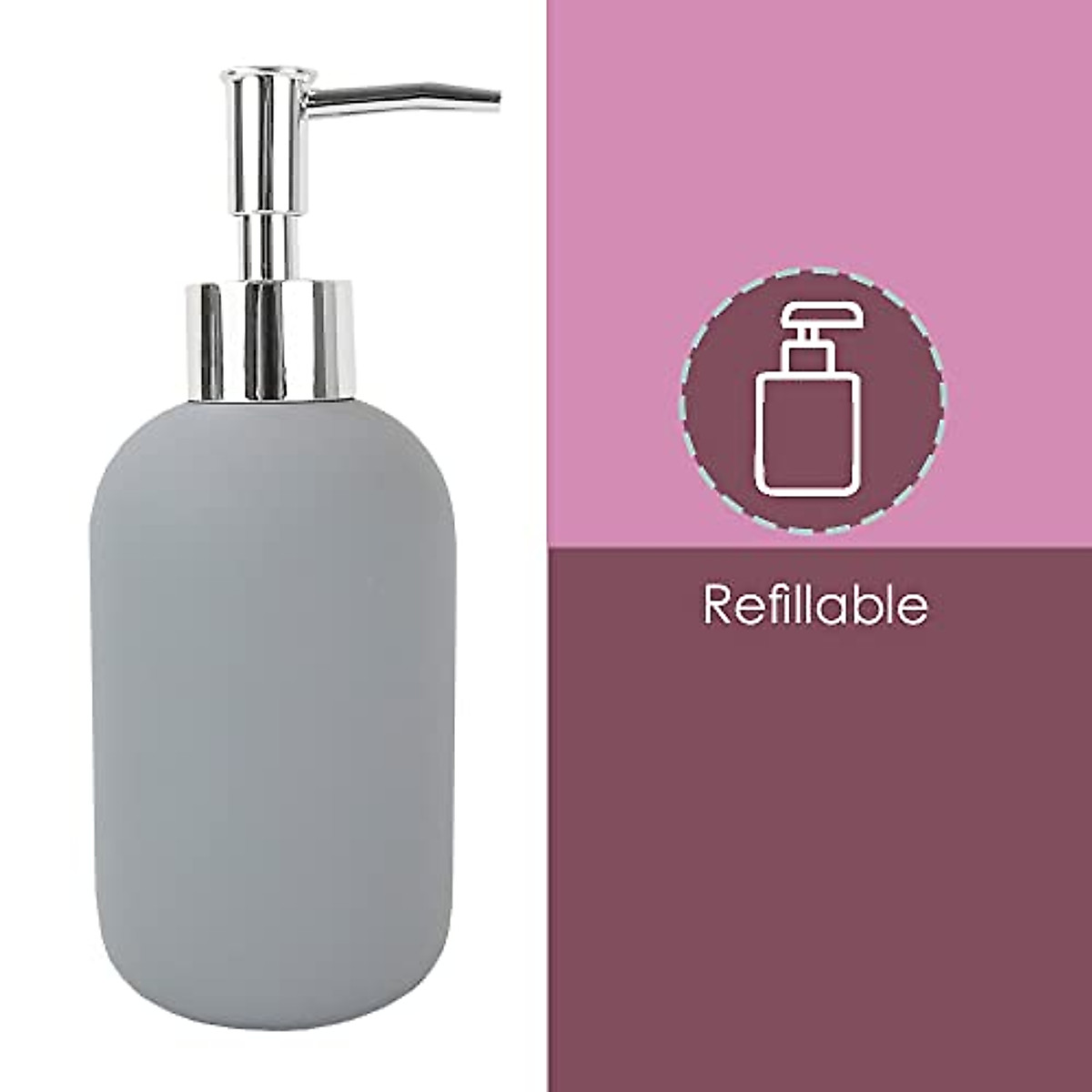 4-Piece Ceramic Bathroom Set (Grey) Contemporary Design Bathroom Accessory Sets with Rubberized Coating Bath Accessories for Bathroom