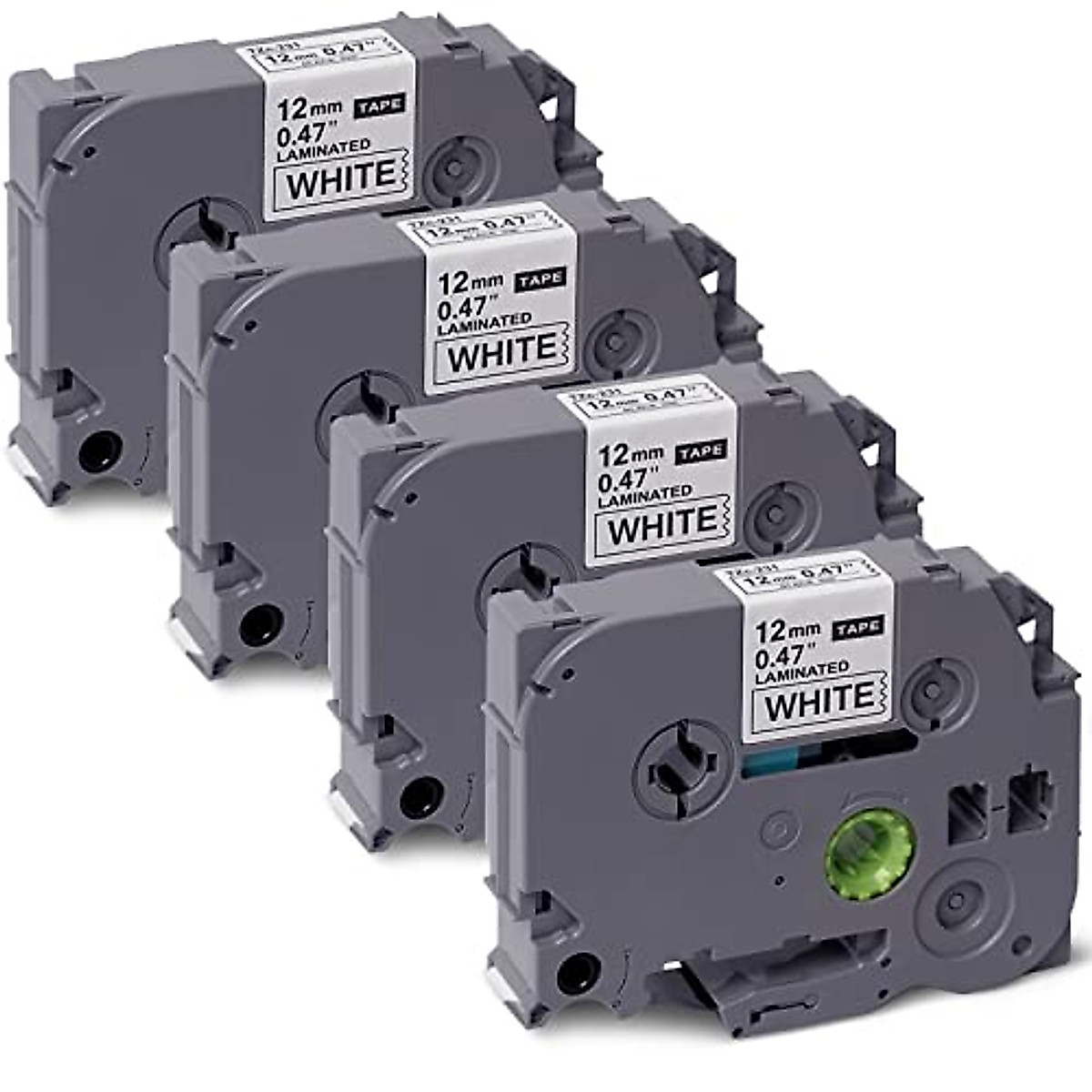 Filery 4-Pack Label Maker Tape for Brother TZe-231 TZ-231 Laminated P-Touch Label Maker Tape, for Model PT D200 D210 H100 1880, Compatible Label Tape Replacement, 12mm 0.47 Inch Black on White