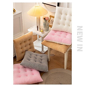 IXITON Thickened Plush seat Cushion,Lamb Fleece pad Warm Pillow Chair Stool heightened for Yoga Office Home Cafe Chair Meditation (17 * 17 inch(45 * 45cm), Round Off-White)