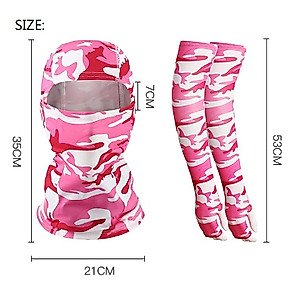 SmilerSmile Balaclava Face Mask UV Protection for Men Women Sun Hood and Arm Sleeves with Finger Hole (camo Light Grey)