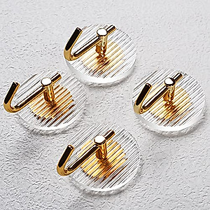 Besser Acrylic Gold Wall Hooks,Acrylic Wall Mounted Hooks,Gold Acrylic Towel Robe Hook 4 Pack,Wall Hooks for Coats