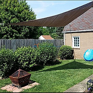 TANG Sunshades Depot A Ring Design Steel Cable Wire Reinforcement 24'x24'x24' Equilateral Triangle Sun Shade Sails Brown Heavy Duty Permeable 260GSM U*V Block Patio Garden Deck Dock Carport Cover