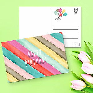 Sweetzer & Orange Happy Birthday Postcards Pack (60 Post Cards) 4x6” Postcards for Kids and Adults. 300gsm Note Cards. Happy Birthday Cards Assortment Greeting Cards. Blank Birthday Cards