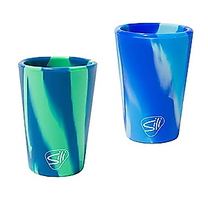Silipint Silicone Shot-Glass Set: 6 Pack - Sugar Rush, Headwaters, Mountain Marble, Artic Sky & 2 Hippie Hops - 1.5oz