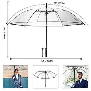 BAGAIL Golf Umbrella 68/62/58 Inch Large Oversize Double Canopy Vented Automatic Open Stick Umbrellas for Men and Women (Clear, 62in)