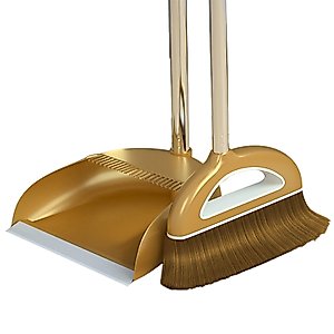 Biniveil Broom and Dustpan Set, Broom and Dustpan Combo Set, Long Handle Broom with Dustpan Combo Set, Stand Up Broom and Dustpan for Home, Heavy Duty Broom for Kitchen Offices