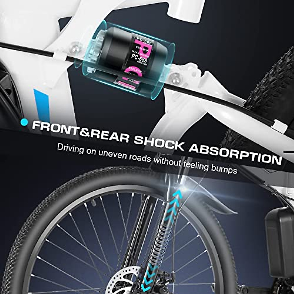 Vivi Electric Bike for Adults Foldable 500W Electric Mountain Bike 26'' Ebike 20MPH Adult Electric Bicycles with 48V Removable Battery, Up to 50 Miles, Shimano 21 Speed, Dual Shock Absorber