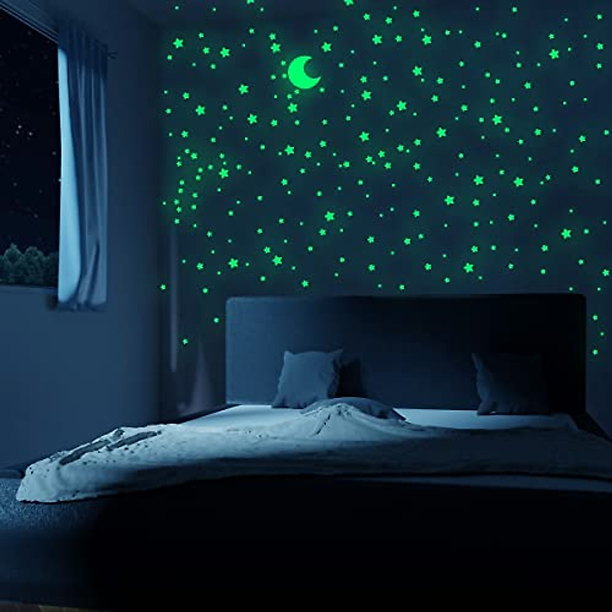Glow in The Dark Stars Decals Decor for Ceiling, Starry Sky Shining Decoration Perfect for Kids Bedroom Bedding Room Gifts