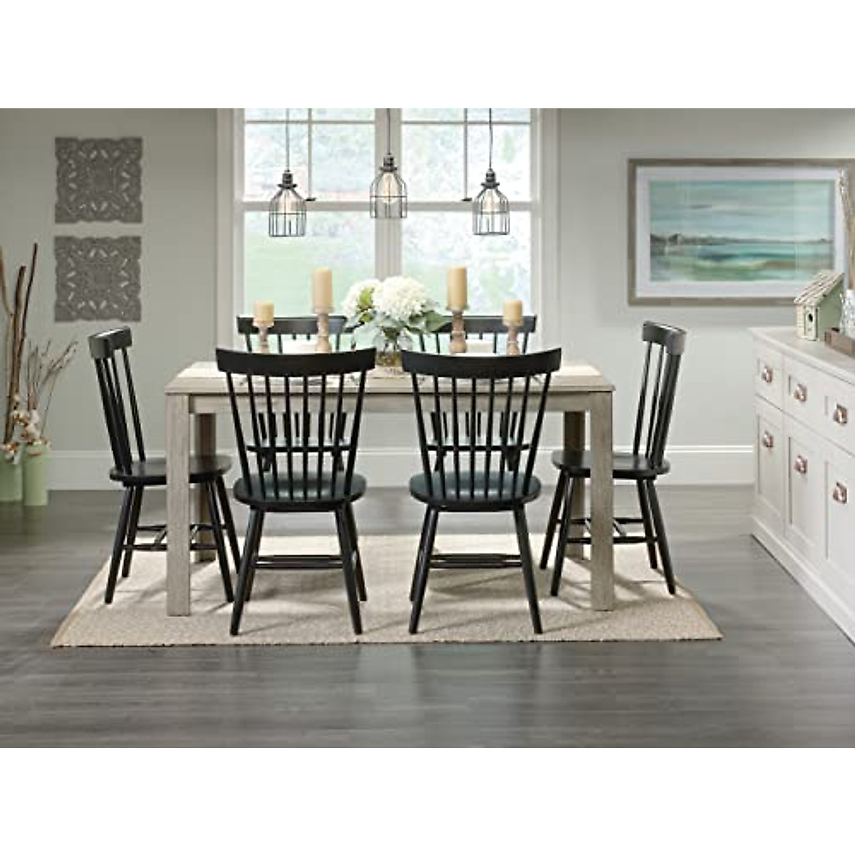 Sauder New Grange Spindle Back Chairs, Wood, Black finish