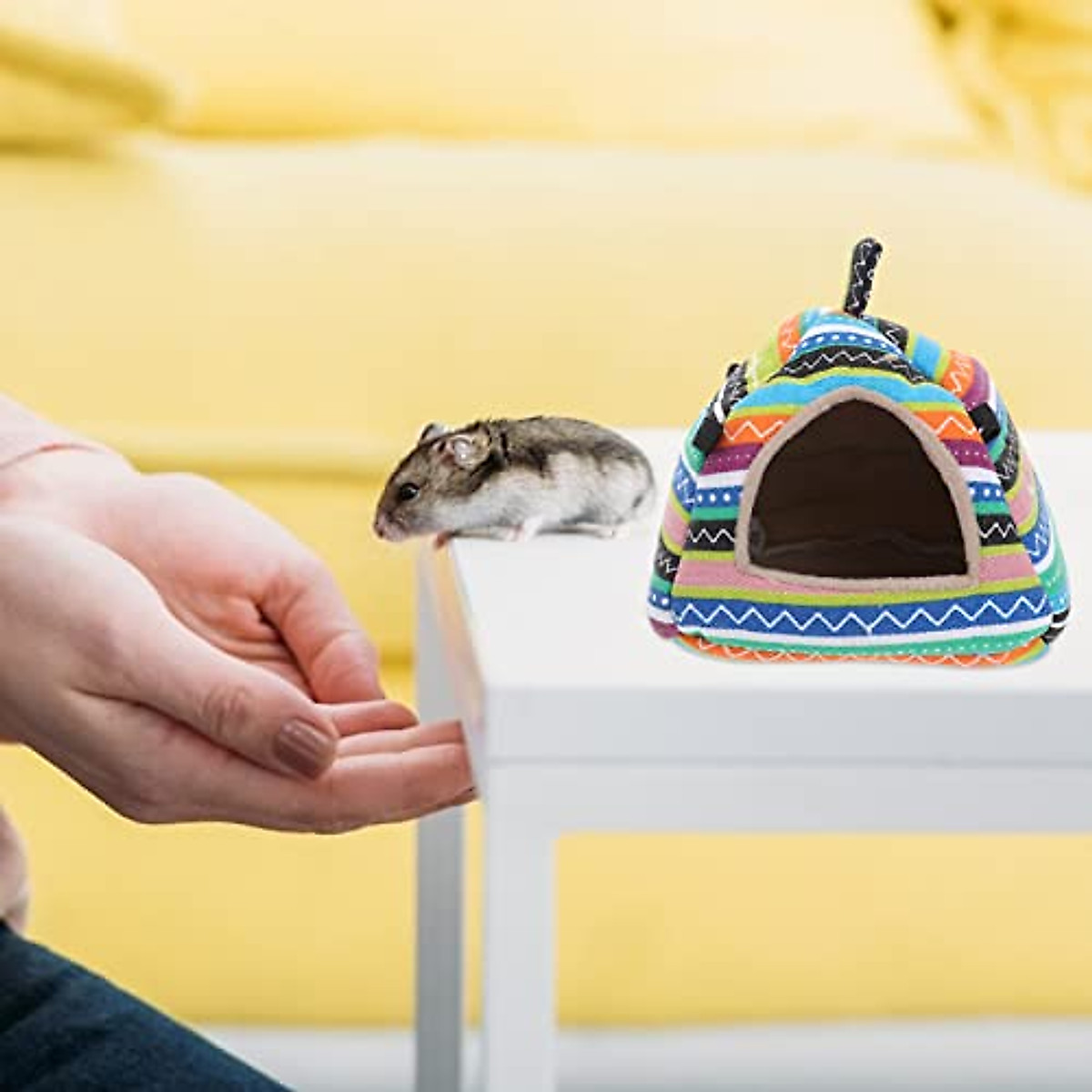POPETPOP Guinea Pig Bedding - Hedgehog Bedding Hamster Snuggle Sack Rat House Bed Winter Warm Fleece Pet Syrian Hamster Chinchilla Bed Cage Nest Cuddle Cups - Mongolia Style, Size S