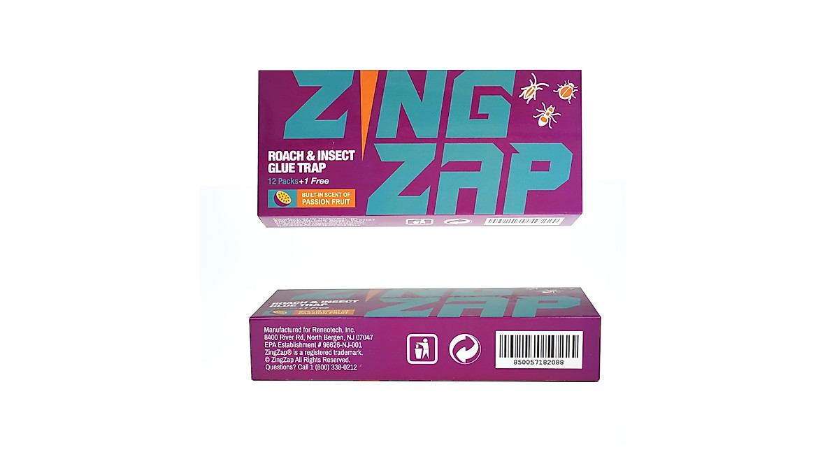 ZingZap Roach Glue Trap - 13 Pack with Passion Fruit Bait