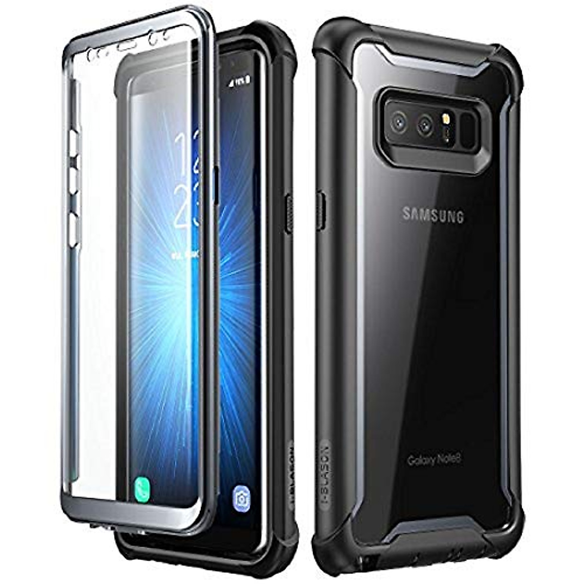 i-Blason Case for Galaxy Note 8 2017 Release, Ares Series Full-body Rugged Clear Bumper Case with Built-in Screen Protector (Black)