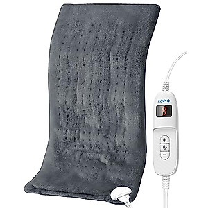 Heating Pad, Renpho Heating Pad for Back Pain Relief & Cramps Relief, FSA HSA Eligible, 10 Heat Settings, Auto Shut Off, Machine Washable, Gifts for Women, Men, ETL Certified, 12"x24'' (Gray)