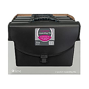 C-Line 21-Pocket Poly Expanding File with Handle, Includes Tabs, Locking Closure, Legal Size, Black (58320), Traditional