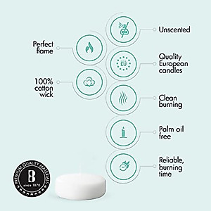 BOLSIUS Unscented Floating Candles - Pure Rich Creamy 3" White, Set Of 12 - European Quality - Imbue Breathtaking Ambiance for Romantic Wedding Centerpieces, Decorations, Events, Pool, Holiday Parties