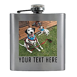 Personalized 6oz Stainless Steel Flask - Metal Hip Pocket Discreet Flask – Custom Groomsmen Gifts – Liquor Whiskey Gifts for Men Women, Printed Photo