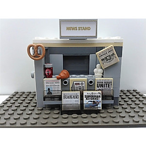 Building Bricks Toys Blocks Newsstand & Fast-Food Ice Cream Corner-Compatible with All Brands-MOC Minifigure City Town Village AFOL 10x20 Baseplate