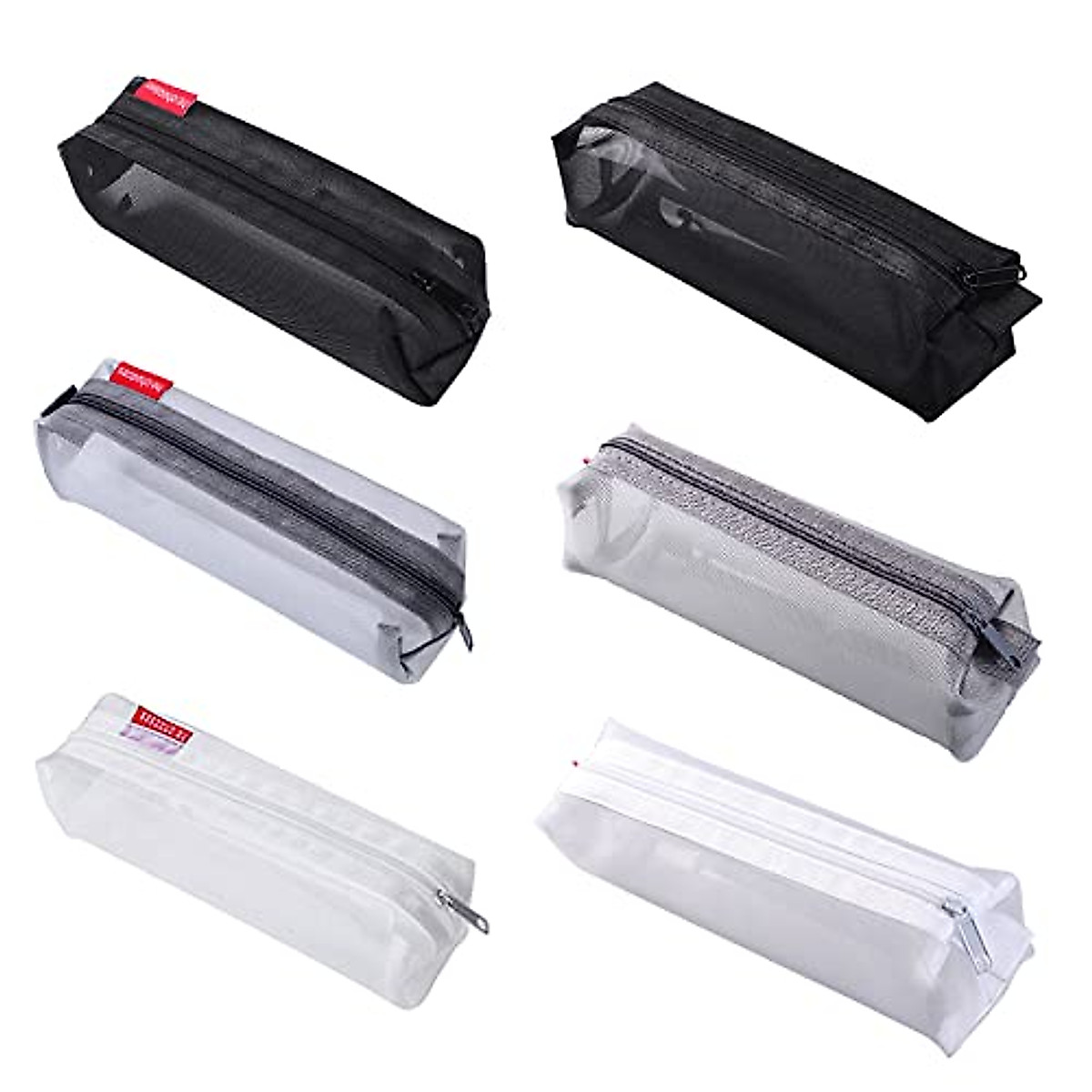 Clear Pencil Bag Big Storage Mesh Bag Nylon Pencil Bag Transparent Pencil Case Clear Pencil Case for Exam School Office,White (Type A)