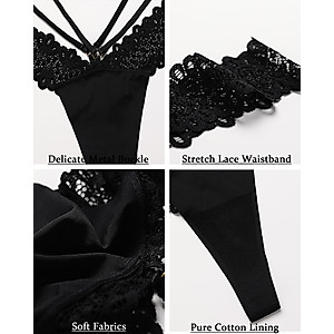 Banamic Womens Panties Thong Lace G-String T-Back Panties Strappy Panties Sexy
