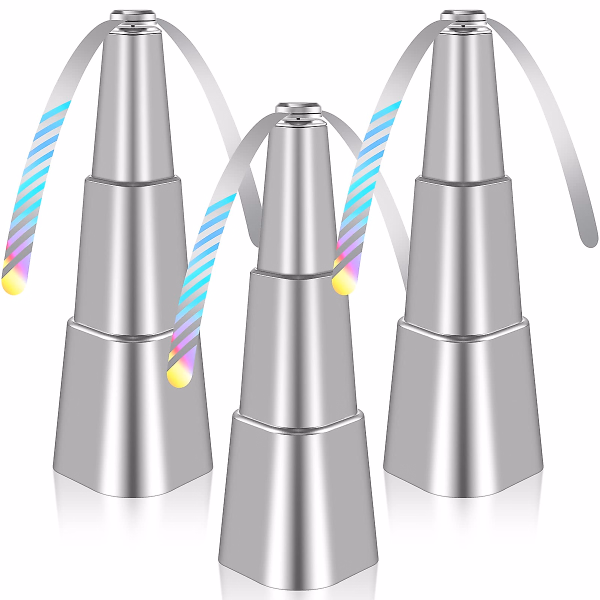 chemotex Fly Fan for Tables Fly Fan for Outdoor Keeps Flies Away Fly Repellent Fans for Outdoor Table Top Bug Repellent Fan with Holographic Blades for Outside, Picnic (Silver, 3Packs)